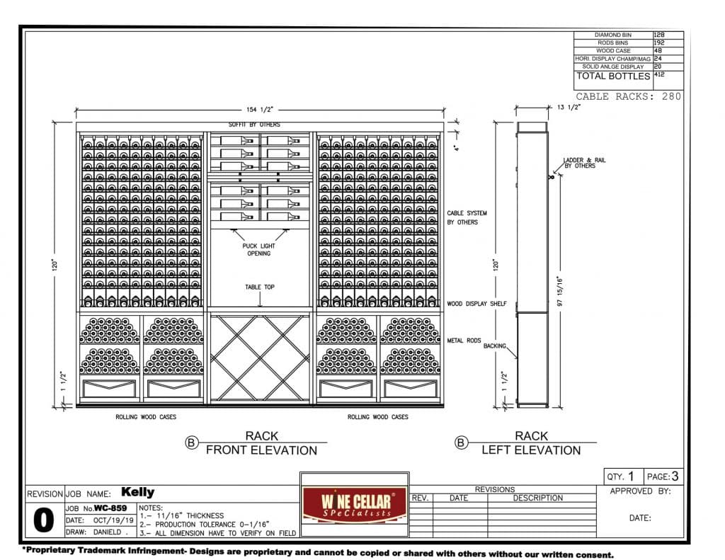 Cable Wine Rack Elevation 3d Design | Wine Cellar Specialists for ...